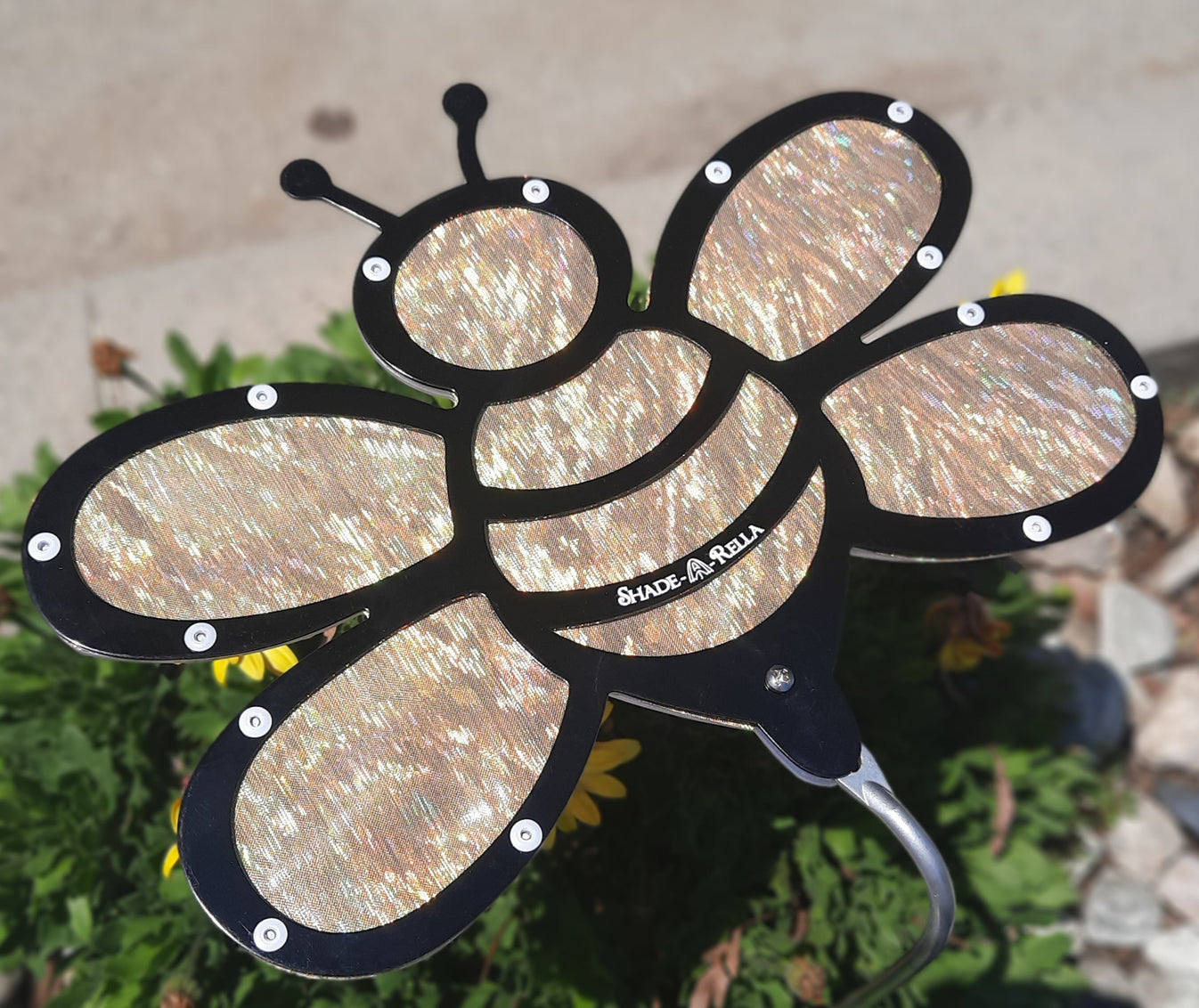 10 inch small Gold Shimmer Bee Shade-A-Rella 100% shade for plants