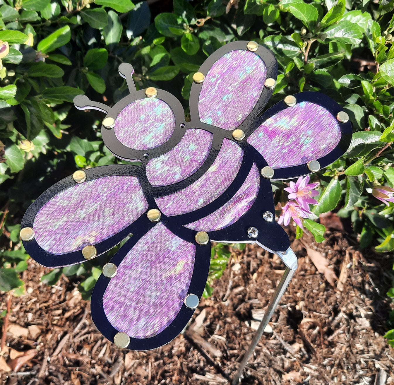 10 inch small Pink Shimmer Bee Shade-a-rella Shade Cloth Holder 100% s ...